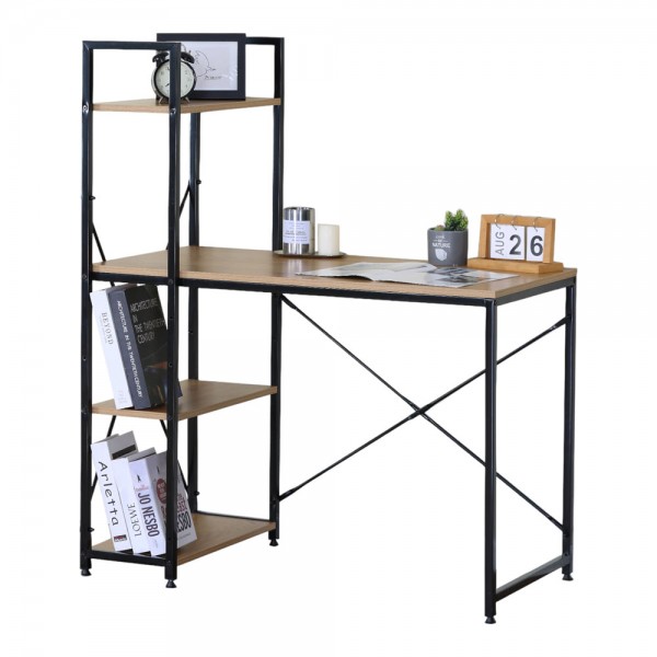 ΓΡΑΦΕΙΟ ΜΕ ΡΑΦΙΕΡΑ ΞΥΛΙΝΗ ΚΑΙ ΜΑΥΡΟ ΜΕΤΑΛΛΙΚΟ ΣΚΕΛΕΤΟ 100x52x122εκ. ANKOR