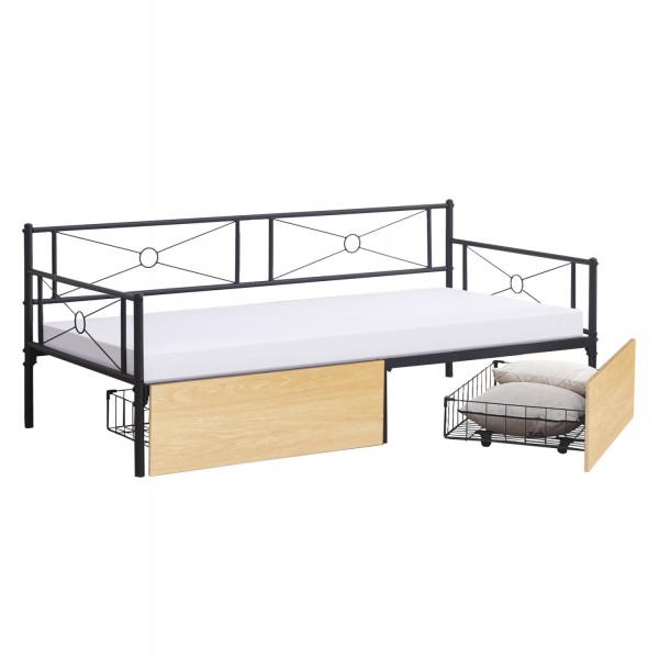ΚΡΕΒΑΤΙ-ΚΑΝΑΠΕΣ BERNIE HM21120.02 ΜΑΥΡΟΣ ΜΕΤΑΛ.ΣΚΕΛΕΤΟΣ & 2 SONAMA ...