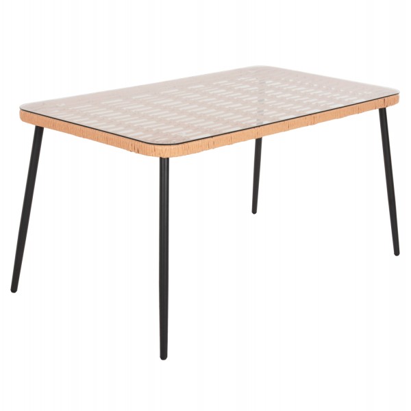 ΤΡΑΠΕΖΙ ΟΡΘΟΓΩΝΙΟ ALLEGRA HM5537.11 ΜΕΤΑΛ.ΜΑΥΡΟ-P.E. RATTAN ΦΥΣΙΚΟ 139 ...