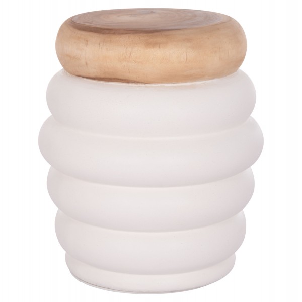 ΤΡΑΠΕΖΙ ΒΟΗΘΗΤΙΚΟ PUFFAT HM18172.02 FIBER CEMENT ΛΕΥΚΟ- ΞΥΛΟ TEAK TOP ...