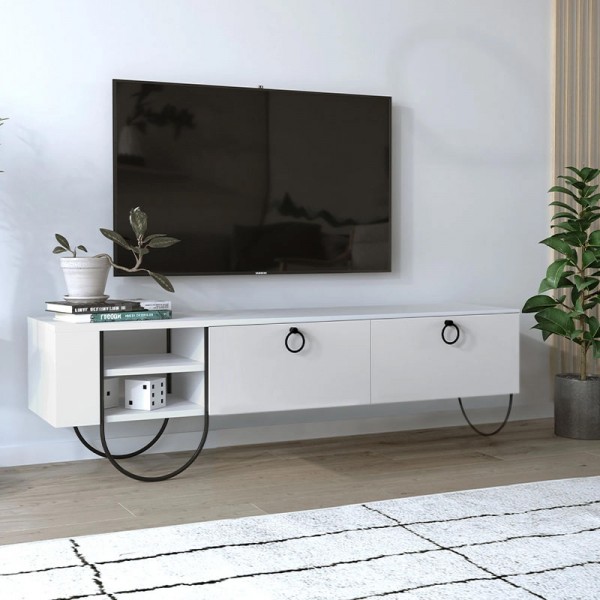 Έπιπλο τηλεόρασης Norfolk Megapap χρώμα λευκό 151x35x43εκ.