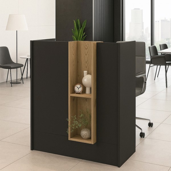 Γραφείο υποδοχής - reception Bonveno Megapap χρώμα ανθρακί - sepet oak ...